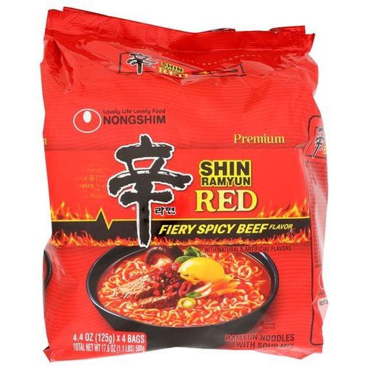 Nongshim Fiery Spicy Beef Flavor Shin Ramyun Red Noodles with Soup Mix ...