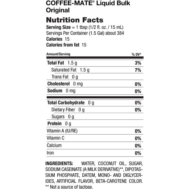 Coffee-Mate Original Liquid Bulk Creamer, 192 Ounce -- 3 per case