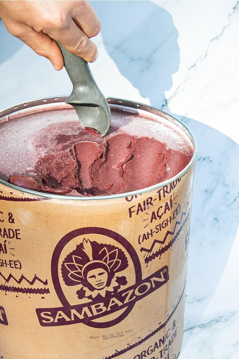 Sambazon Organic Acai Berry Sorbet Tub, 3 Gallon Scoopable Tub