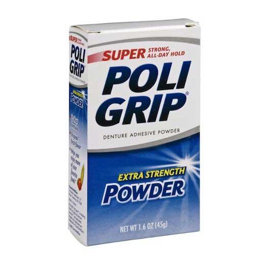 Poligrip Super Extra Strength Denture Adhesive Powder, 1.6 Ounce -- 24 ...