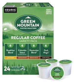 Green Mountain Coffee Regular Variety Pack Keurig K-Cup Coffee Pods, 24 ...