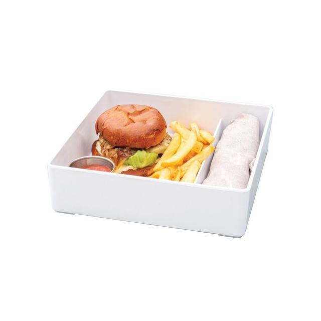 Cal-Mil White Melamine Bento Box, 10 inch Width x 10 inch Depth x 2.75 ...