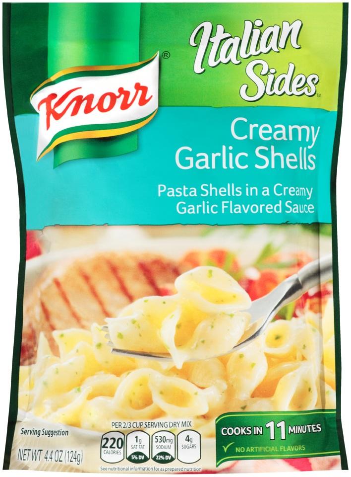 Knorr Creamy Garlic Shell Italian Sides Noodle and Sauce, 4.9 Ounce ...