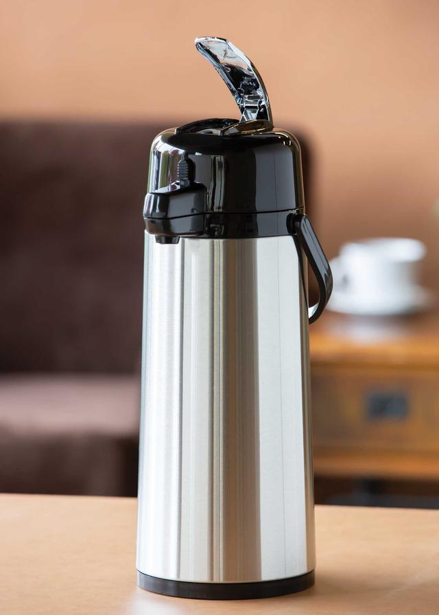 Service Ideas Eco-Air Brushed Stainless and Black Smooth Body Glass ...