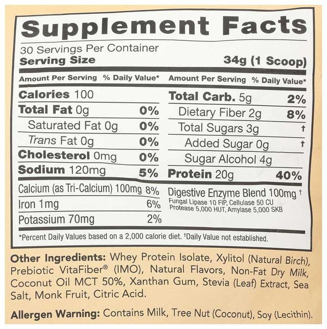 Clean Simple Eats Coconut Cream Protein Powder, 36 Ounce