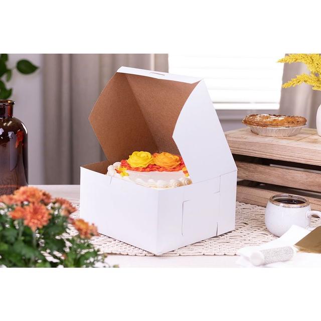 Southern Champion Tray White Kraft Paper Lock Corner Bakery Box, 9 x 9 ...