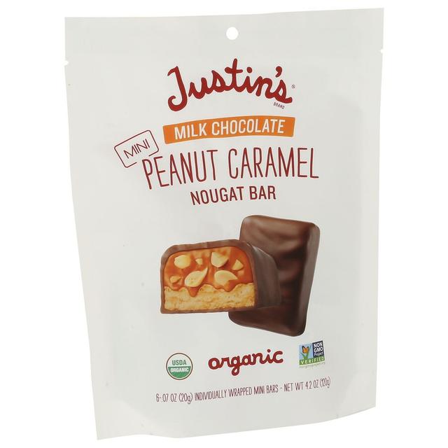 Justins Organic Mini Milk Chocolate Peanut Caramel Nougat Candy Bar, 4. ...