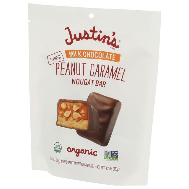 Justins Organic Mini Milk Chocolate Peanut Caramel Nougat Candy Bar, 4. ...