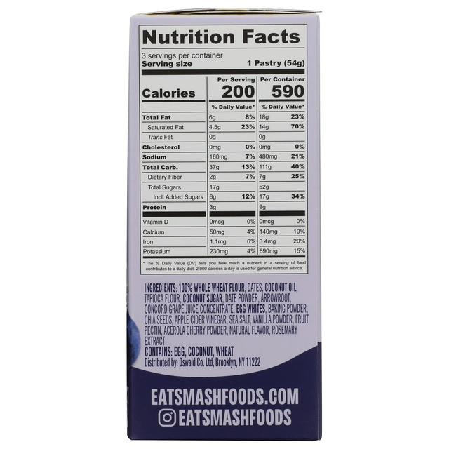 Smash Foods Concord Grape Superfood Jam Filling Toasties, 1.9 Ounce ...