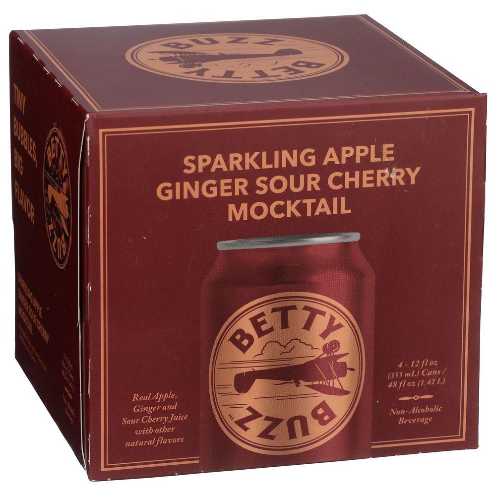 Betty Buzz Sparkling Apple Ginger Sour Cherry Mocktail, 12 Fluid Ounce ...